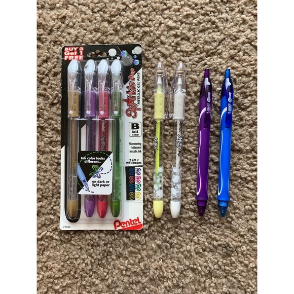 Office | Pentel 4 Sparkle Pop Metallic Gel Pens 1mm 2 Milky Pop 2 Bic ...
